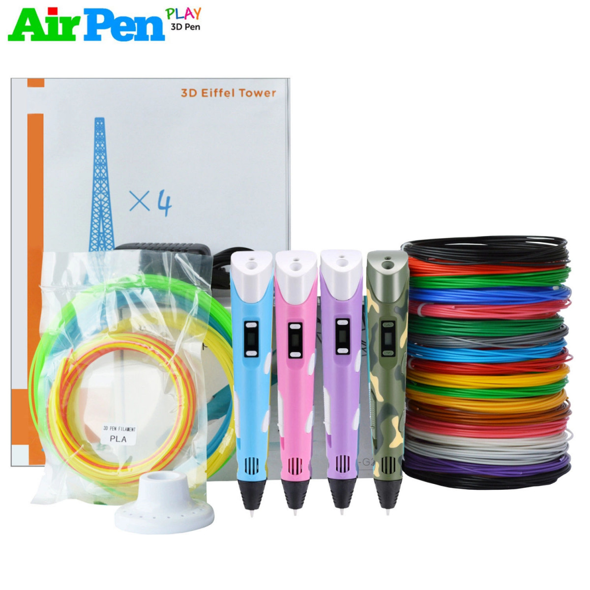 Pix 3D Air Pen 2S VIP, culoare ROZ + Set filament PLA Eco (20 culori ...
